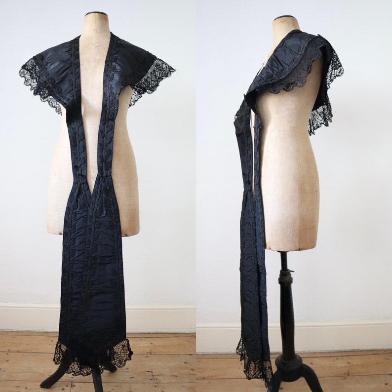 Antique French Black Silk Mantle Collar Lace Soutache Ribbon - Etsy