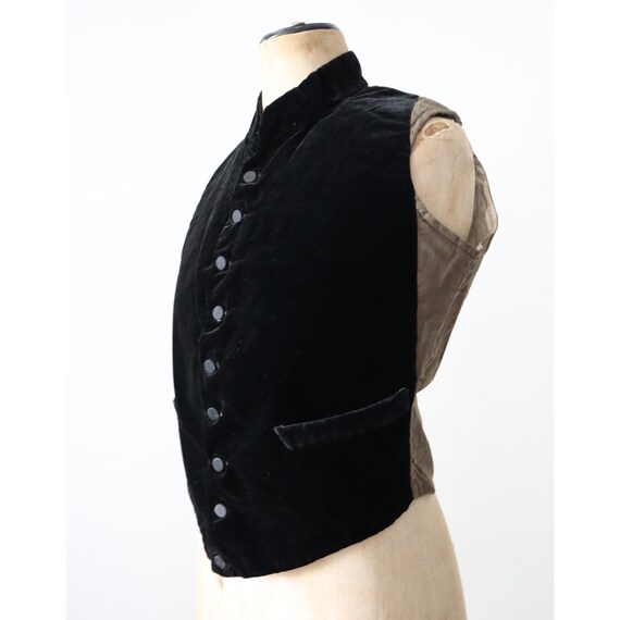 Antique 19th century French Black Silk Velvet Vest Wa… - Gem