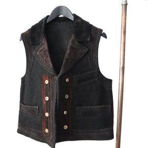 1940s Transylvanian Brown Wool Folk Vest Velvet Trim Open Style ...