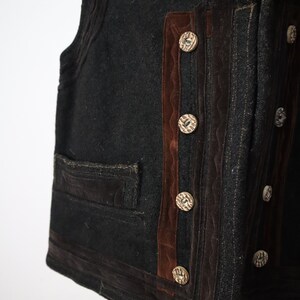 1940s Transylvanian Brown Wool Folk Vest Velvet Trim Open Style ...