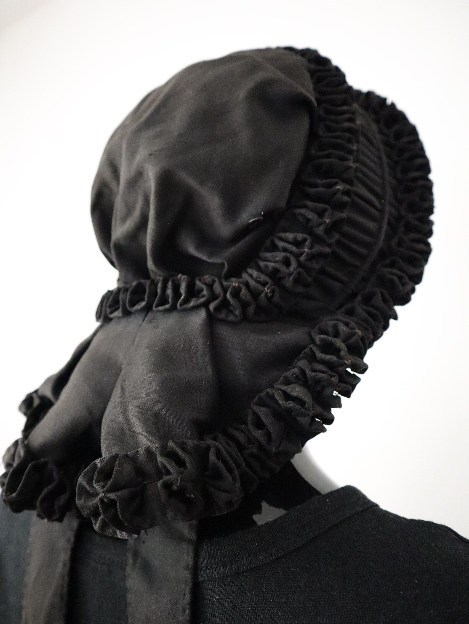 Antique French Bonnet Black Pleated Cotton Silk 19th Century - Etsy
