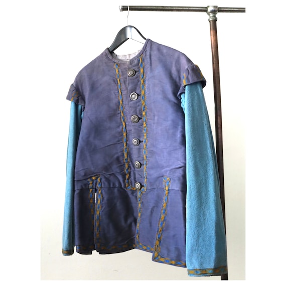 Antique lFrench Theatre Costume Jacket Blue cotton e… - Gem