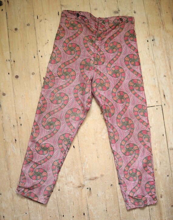 1920s French Opera Costume Trousers Rose Paisley Pink - Gem