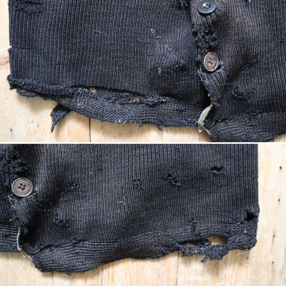 1920s Wrecked German Knitted Cardigan Ripped Holes To… - Gem