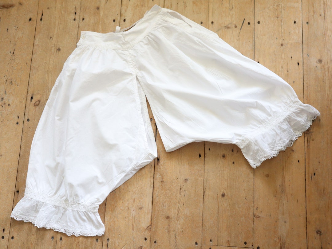 Antique French Bloomers White Cotton Broderie Anglaise Cutwork Early ...