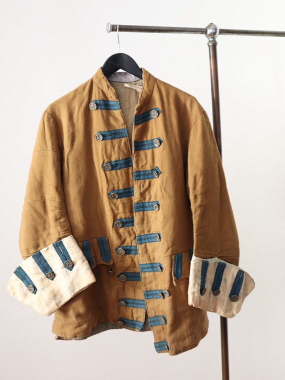 Antique French Theatre Costume Jacket Brown Cotton Te… - Gem