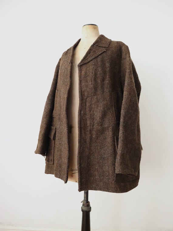 1930s Romanian Brown Wool Folk Jacket Coat Traditiona… - Gem