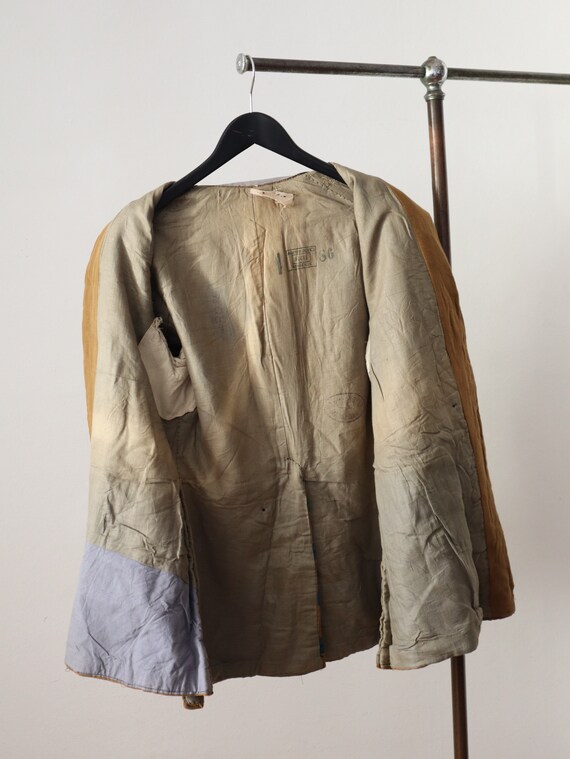 Antique French Theatre Costume Jacket Brown Cotton Te… - Gem