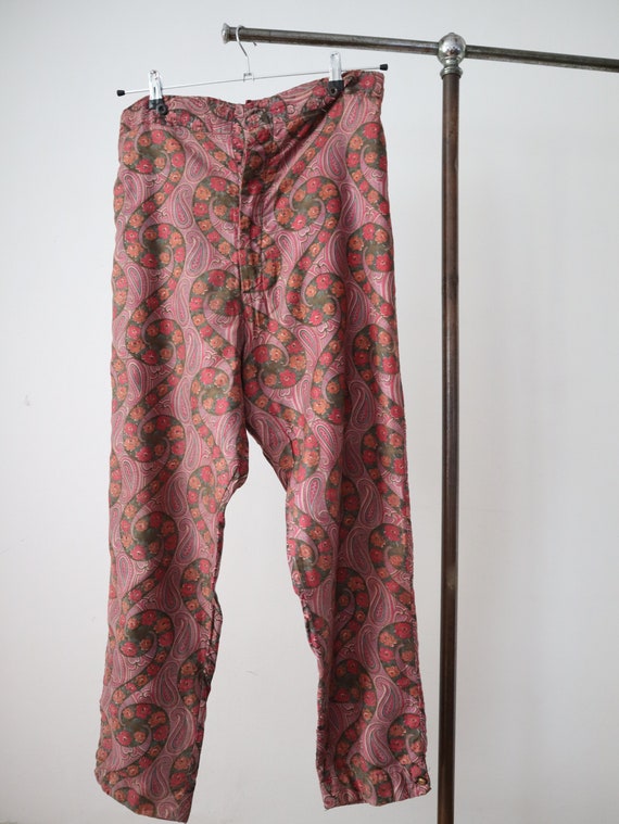 1920s French Opera Costume Trousers Rose Paisley Pink - Gem