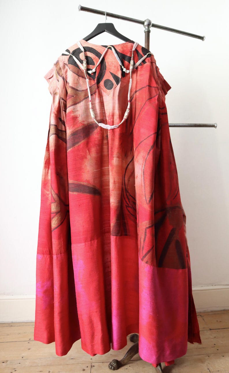 Royal Opera House Raw Silk Gown Red Pink Gold Hand Painted Samson ...