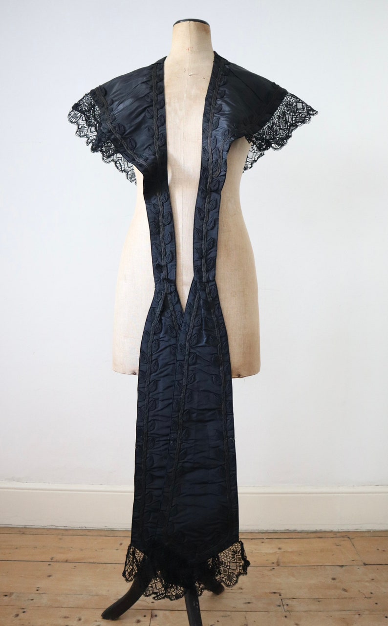 Antique French Black Silk Mantle Collar Lace Soutache Ribbon - Etsy