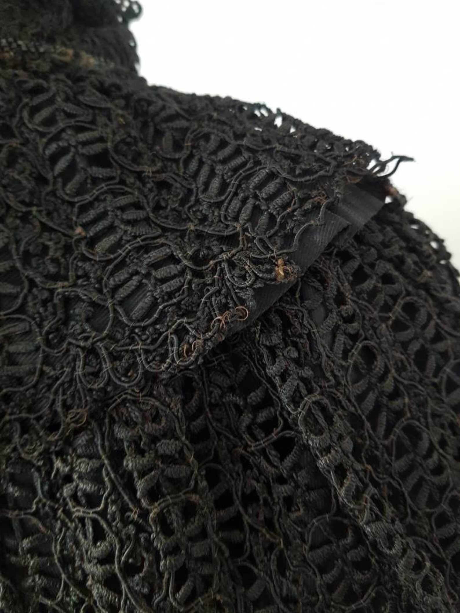 Antique French Black Lace Capelet Cape Ribbon Bow Beaded | Etsy