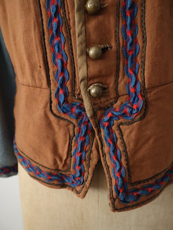 Antique French Theatre Costume Jacket Brown Cotton Bl… - Gem