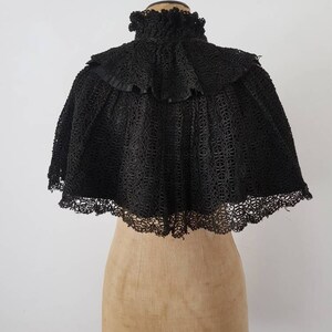 Antique French Black Lace Capelet Cape Ribbon Bow Beaded - Etsy