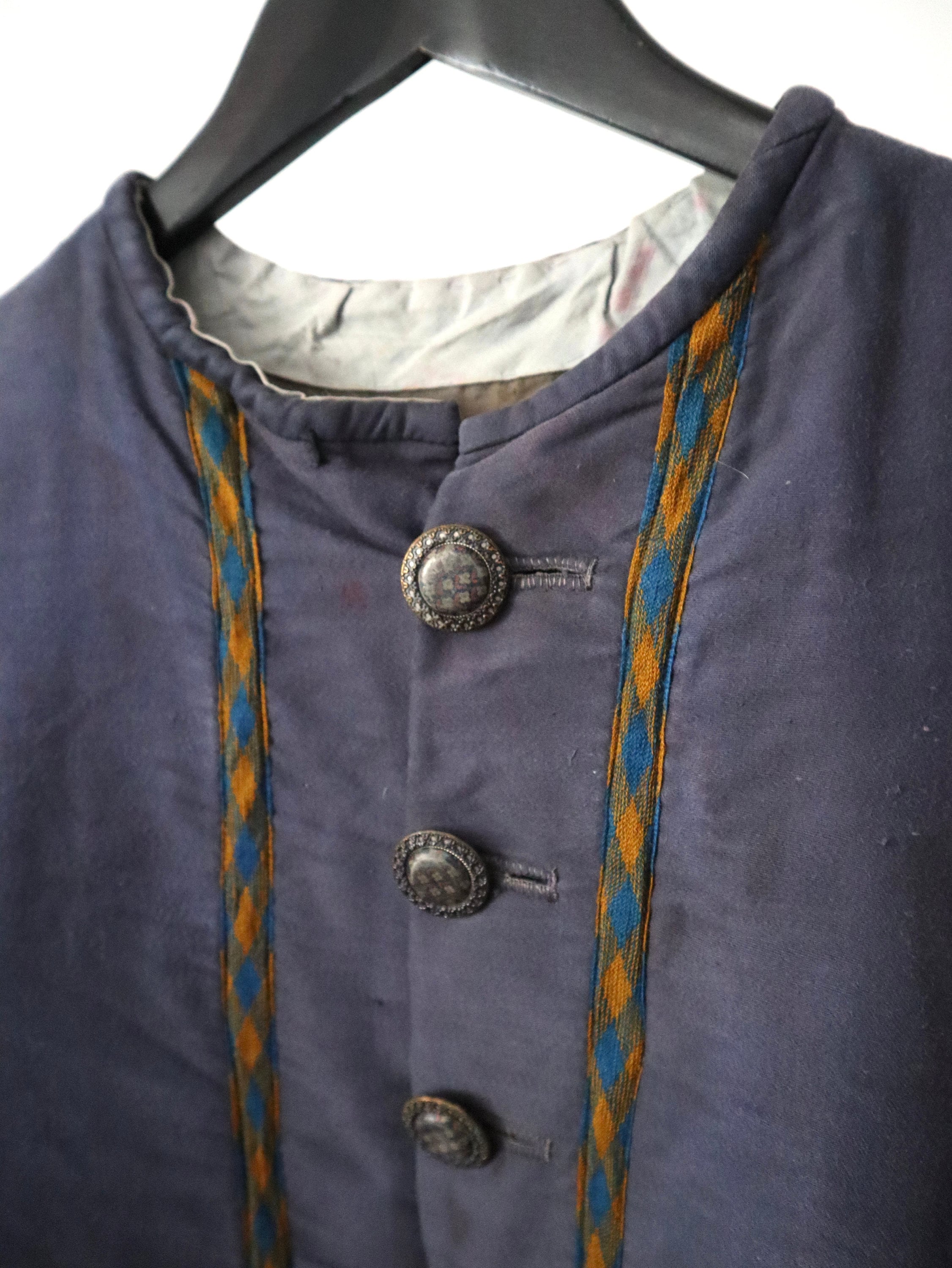 Antique French Theatre Costume Jacket Tunic Blue Red Stripe Sleeves ...
