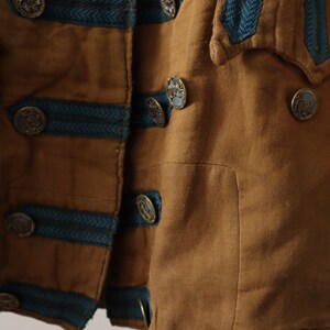 Antique French Theatre Costume Jacket Brown Cotton Teal Blue Woven Trim ...