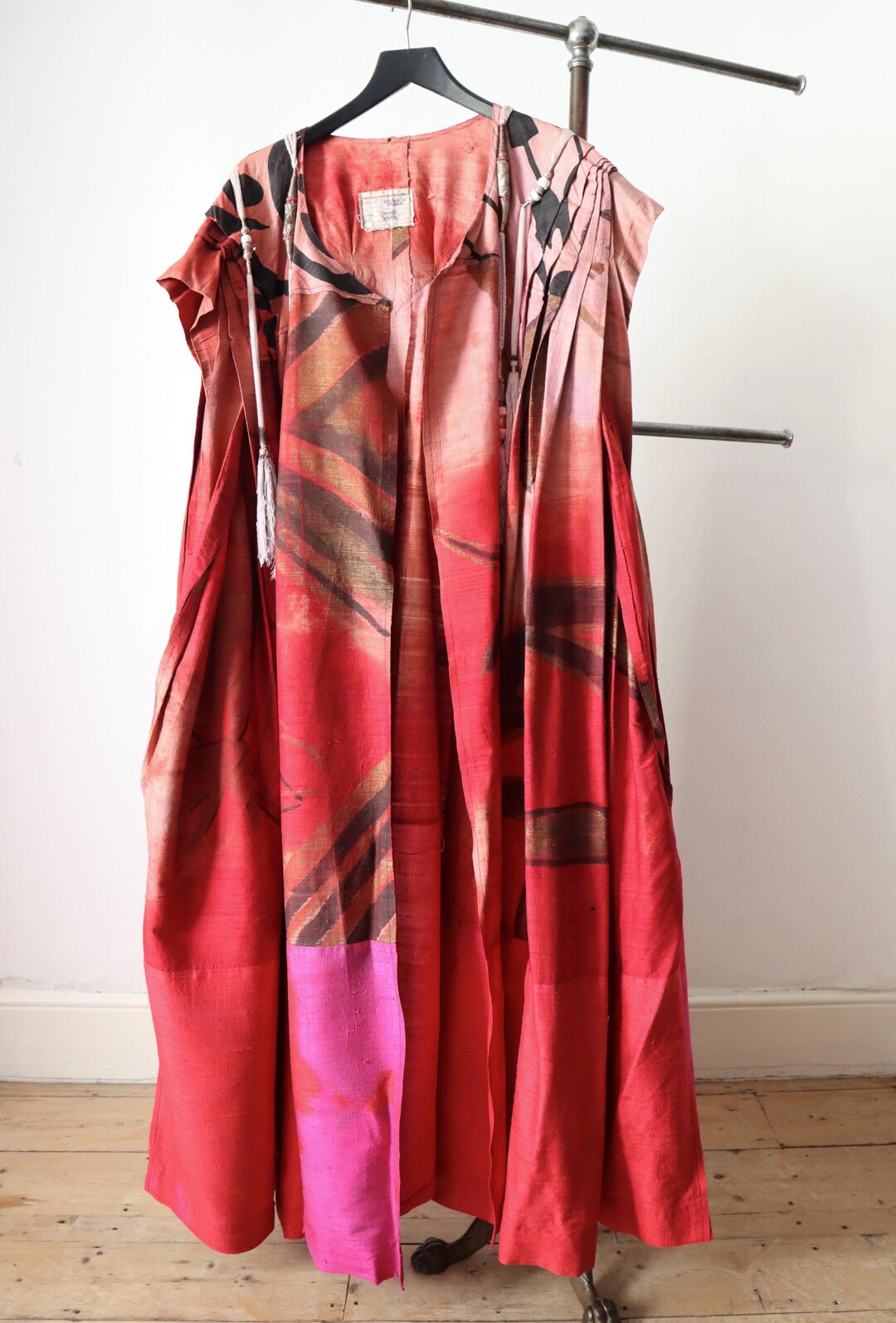 Royal Opera House Raw Silk Gown Red Pink Gold Hand Painted Samson ...