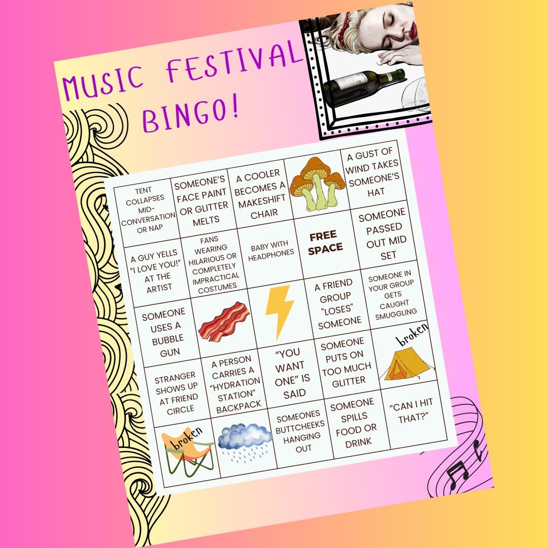 Music Festival Bingo! Festival Bingo Game - Festival Bingo - Summer ...