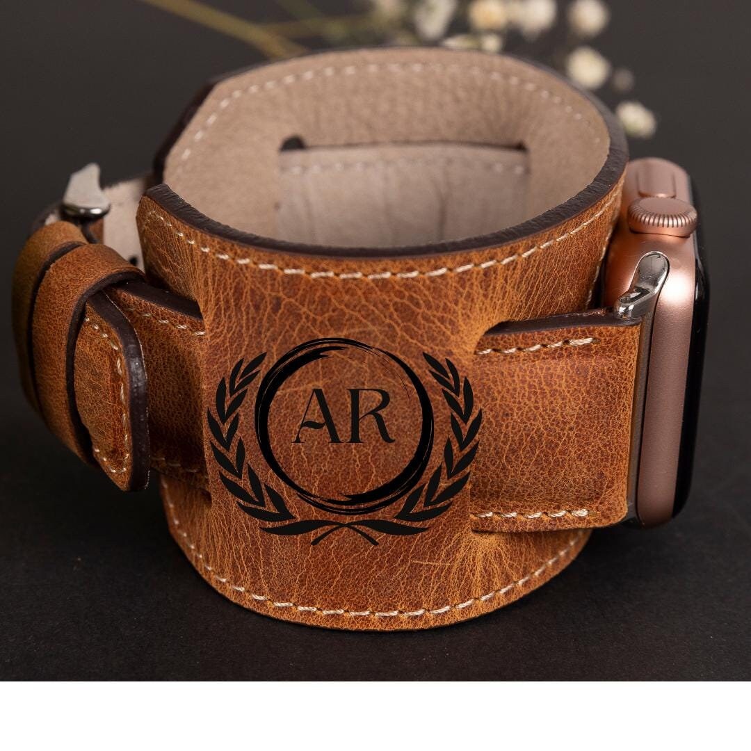 Leather Apple Watch Band, Cuff Band Strap 38-40-41-42-44-45-49mm Man ...