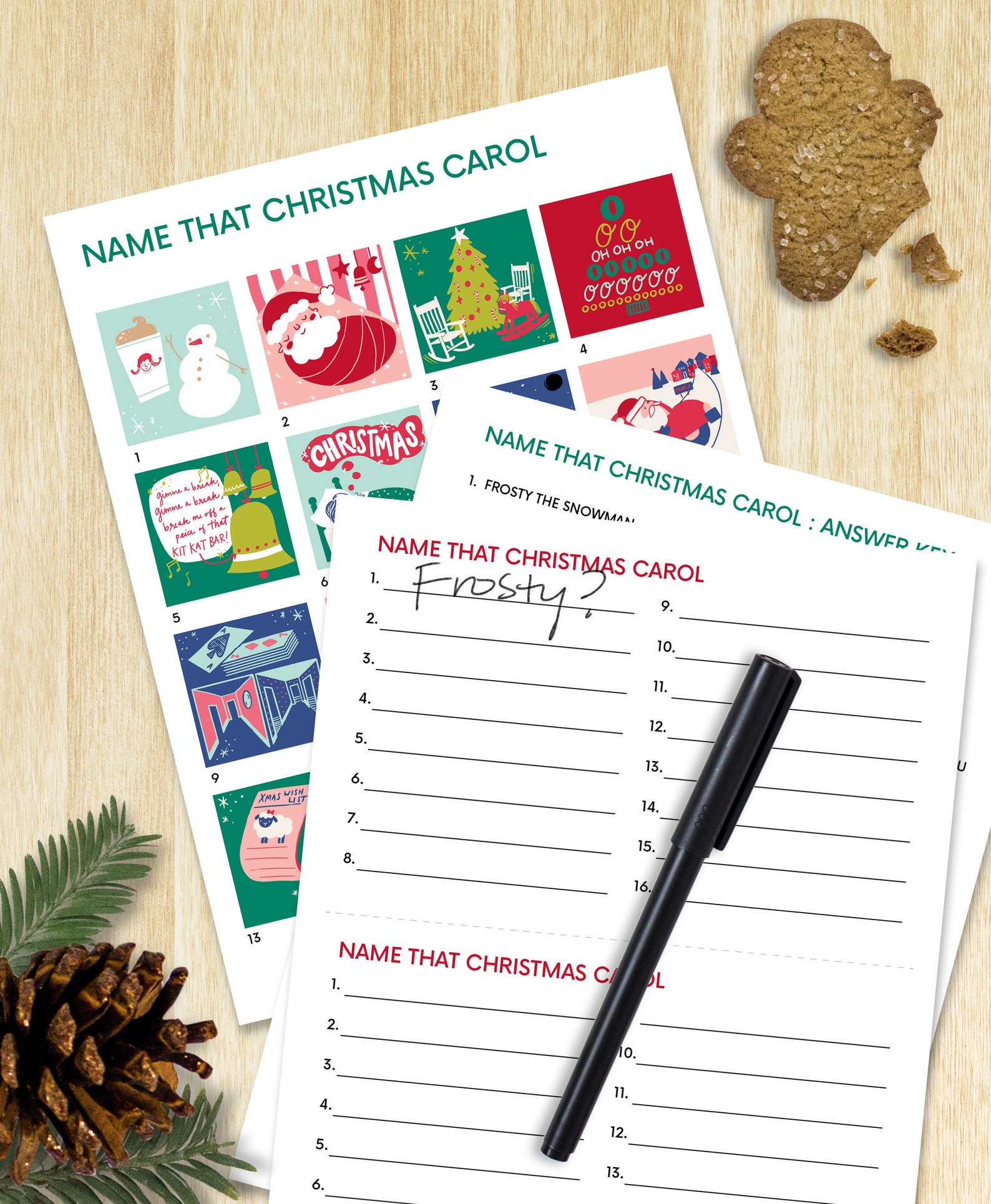 Printable Family Christmas Game Name That Christmas Carol Instant ...