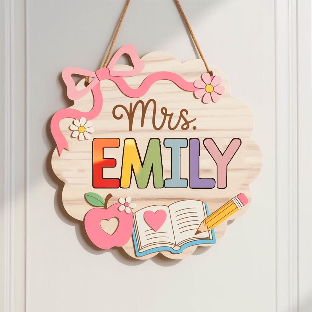 Custom Teacher Gift, 3D Classroom Door Sign, Welcome Decor Plaque, Back ...