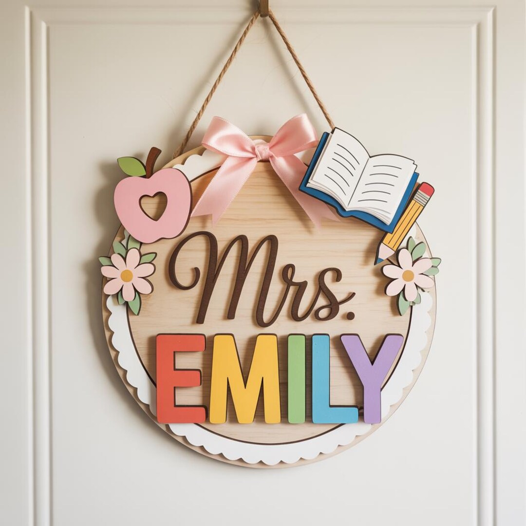 Custom Teacher Gift, 3D Classroom Door Sign, Welcome Decor Plaque, Back ...