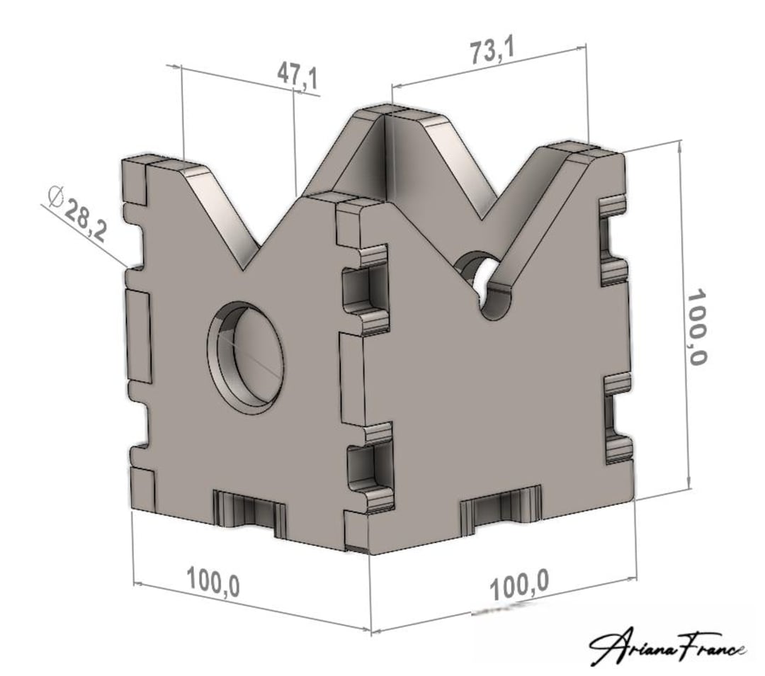 DXF Drawing, 10mm V-blocks for Tubing, for Welding Tables, Ø28, V ...