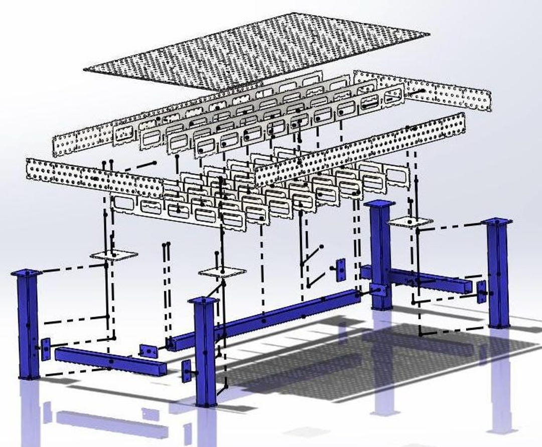 DXF PLAN Welding Table, Welding Table, Holes Diameters 16 ...