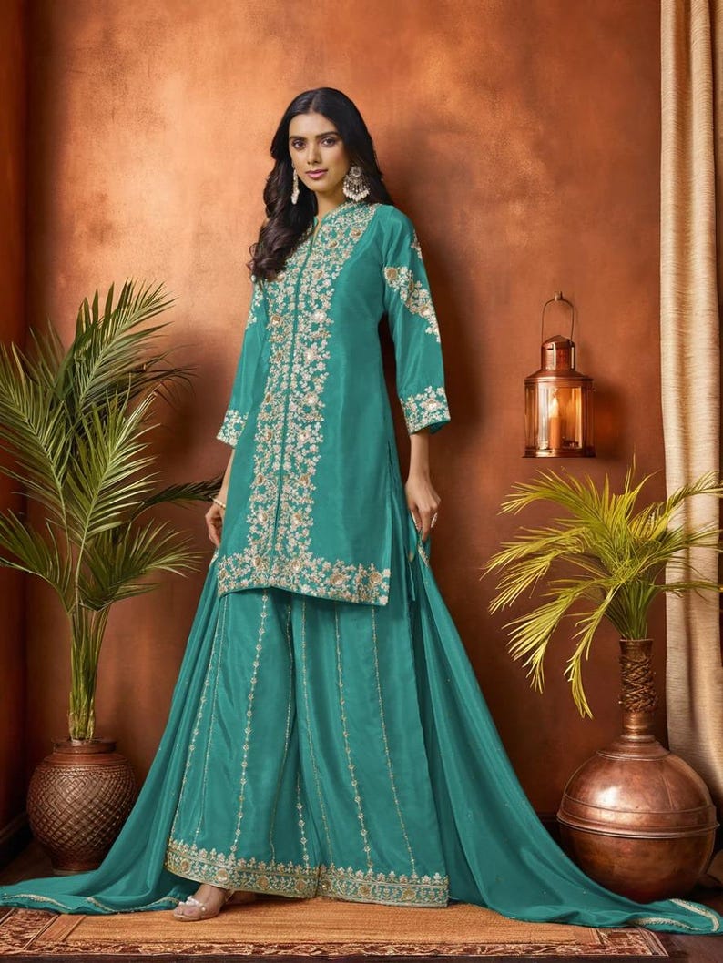 Heavy Pakistani Suit , Readymade Kurta Palazzo Set, Wedding Wear Salwar ...