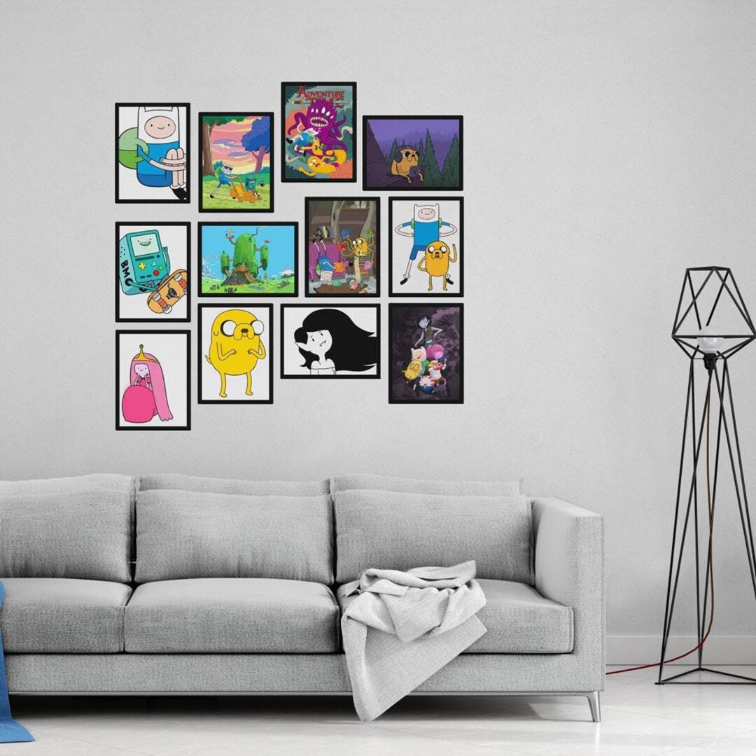 Adventure Time Design 12-piece MDF Wall Art Set UV Printed Wooden Wall ...