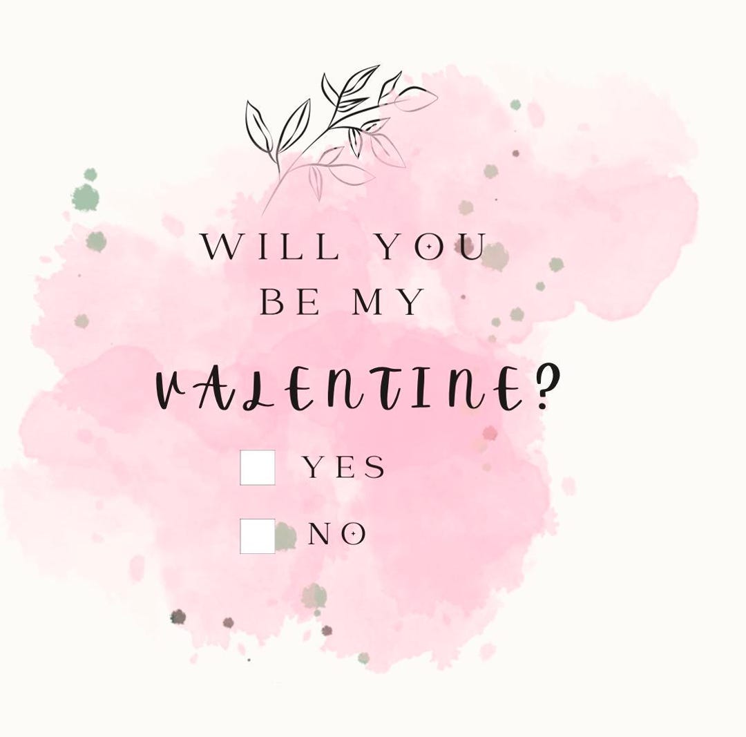Will You Be My Valentine? Digital Download- Check Yes- Pink- Valentine ...