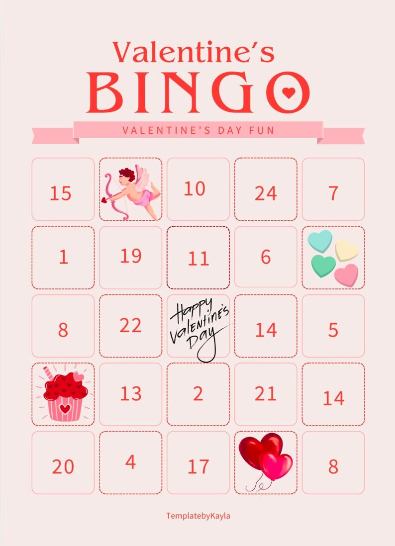 Valentine's Day Bingo Cards for Kids Valentines Printable Game Digital ...