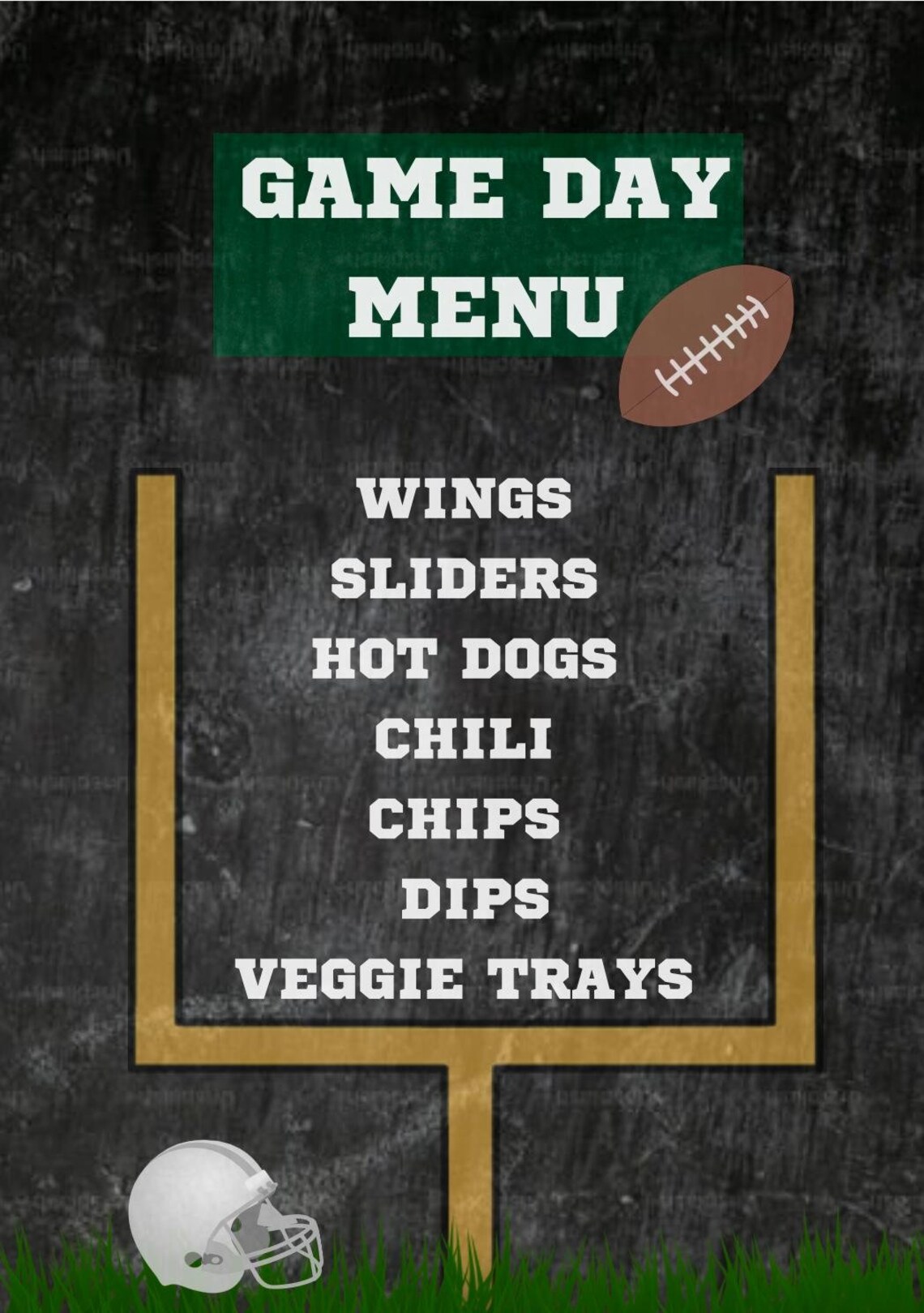 Digital Football Themed Game Day Menu L Editable Game Day Menu L ...