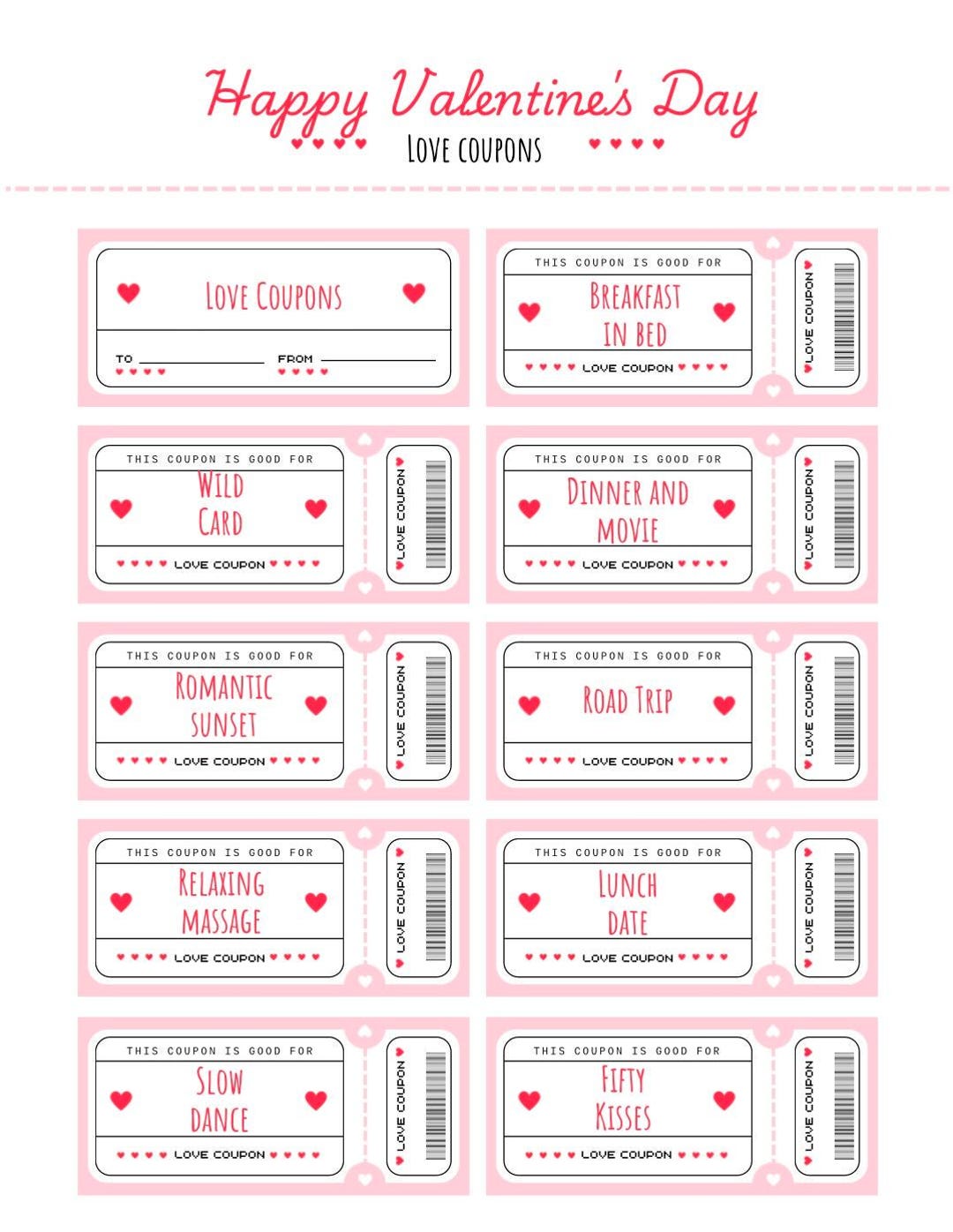 Editable Printable Love Coupon Book L Personalized Valentines Day ...