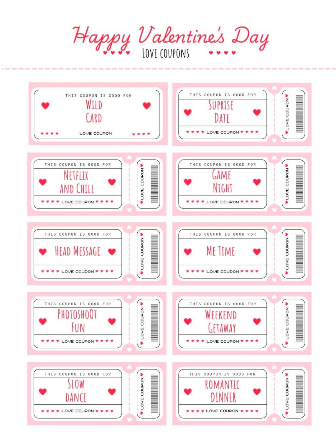 Editable Printable Love Coupon Book L Personalized Valentines Day ...