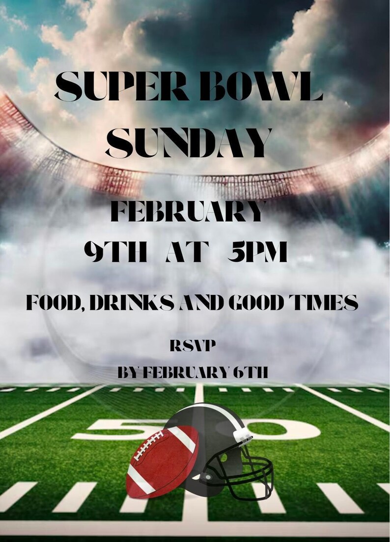 Football Game Sunday Party Invitation L Digital Download L Editable ...