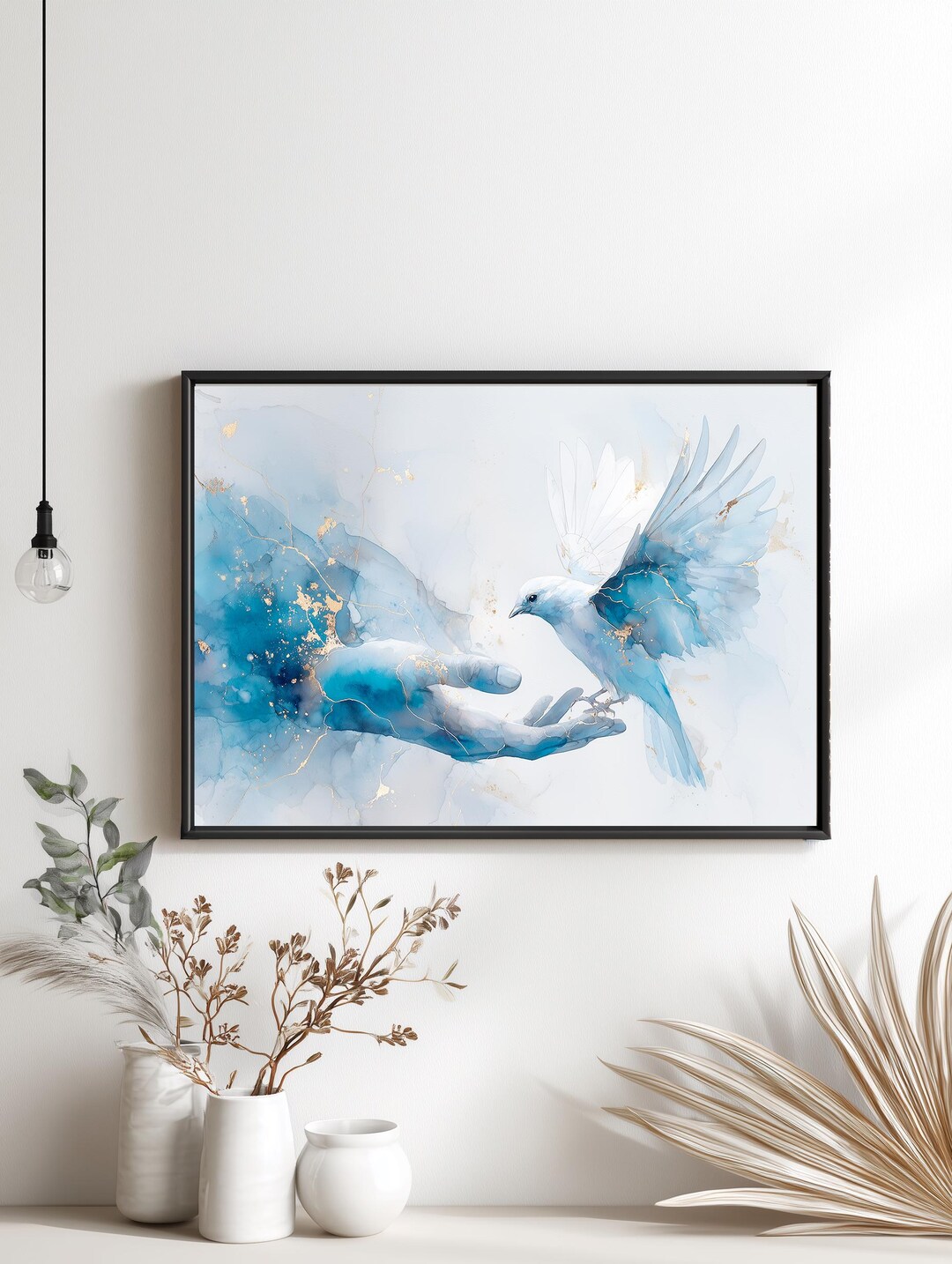 Blue Dove Watercolour Print – Michelangelo Inspired Art - FOR PRINTING ...