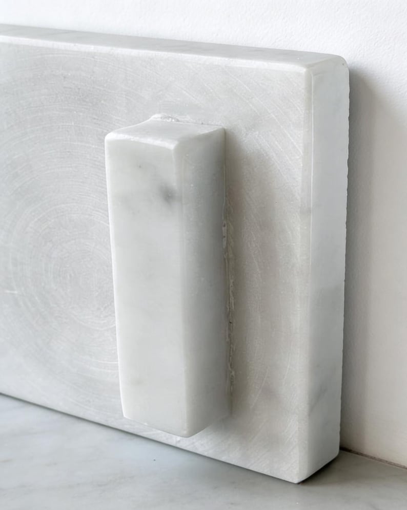 Carrara White & Beige Travertine Marble Riser Tray With Pedestal - Etsy