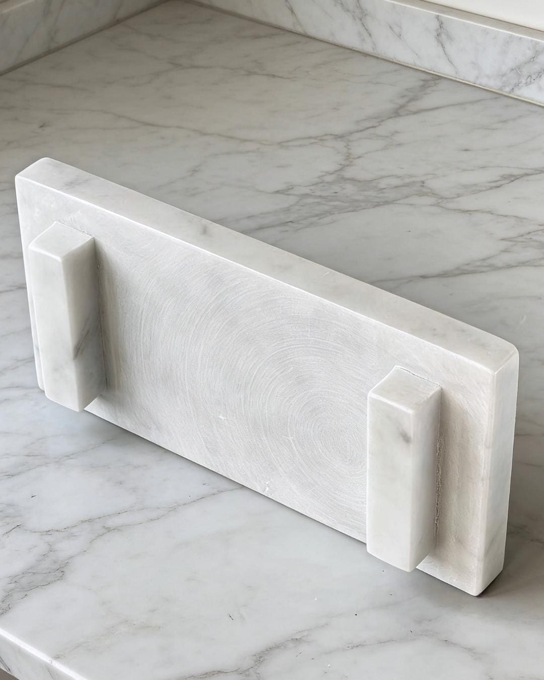 Carrara White & Beige Travertine Marble Riser Tray With Pedestal - Etsy