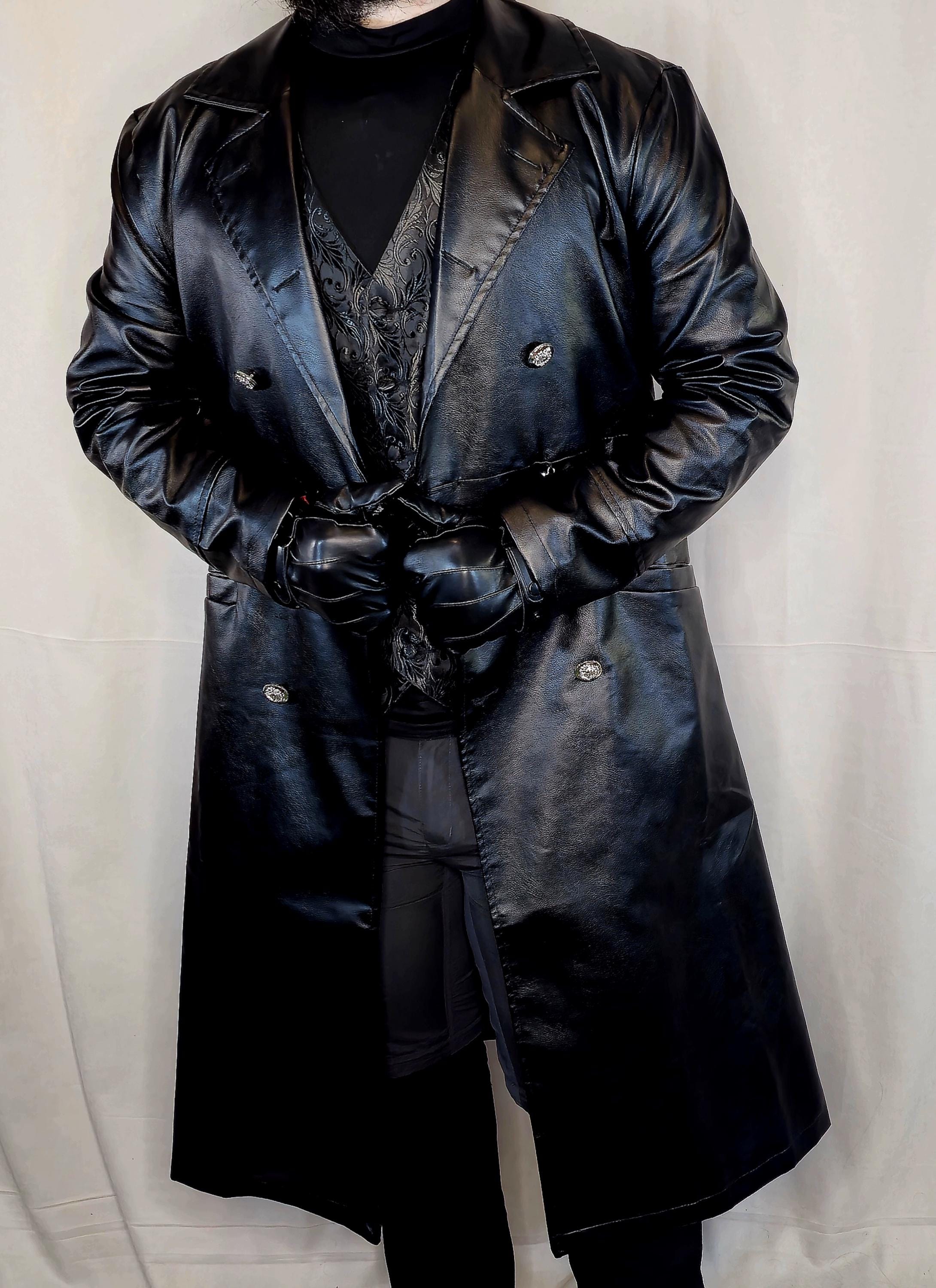 Long Coat, Coat, Leather Coat, Jacket, Falx Leather, Black Leather ...