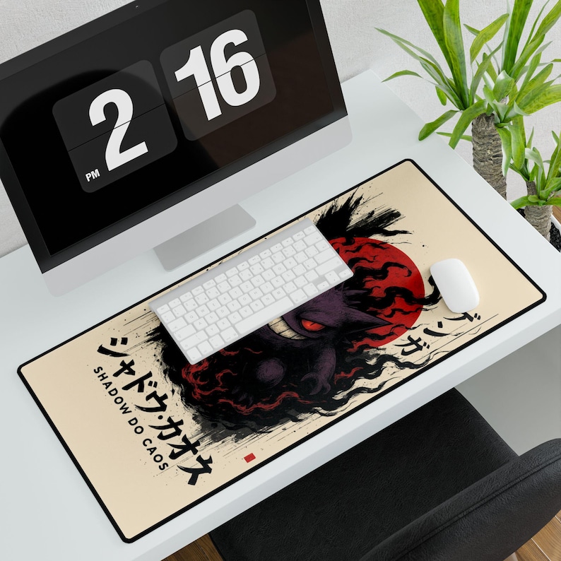 Ghost Monster Desk Mat | Anime Gamer Mouse Pad | Dark Purple Battle Art ...