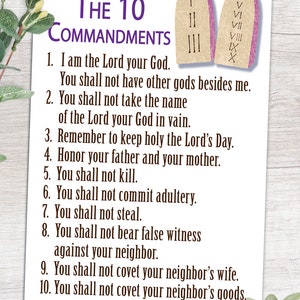 The Ten Commandments Prayer Card Printable Card 10 - Etsy UK