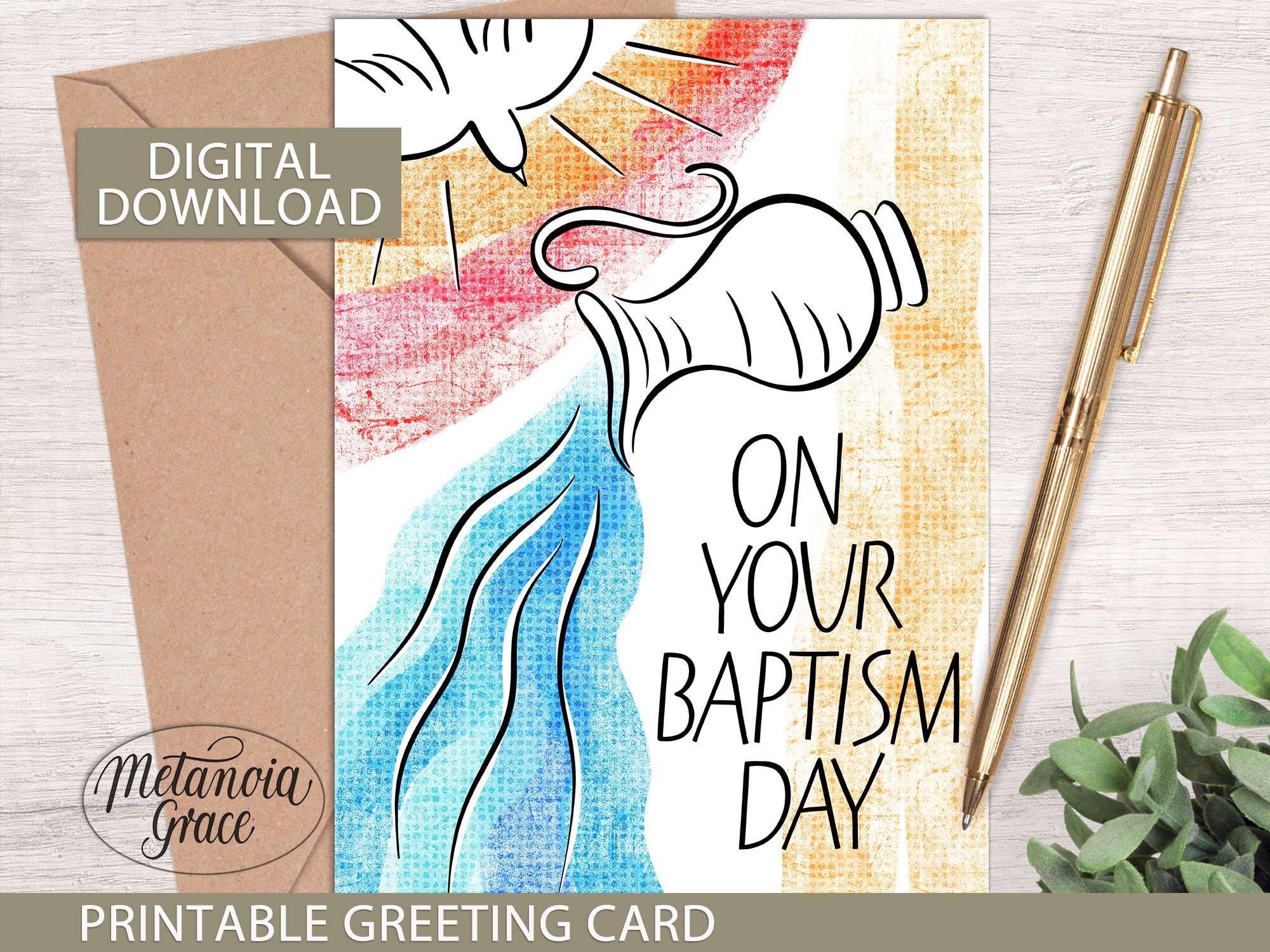 Religious Baptism Card, Printable Christening Card, Baptism Wishes ...