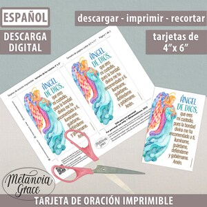 Oración Del Ángel De Dios, Printable Spanish Angel of God Prayer Card ...