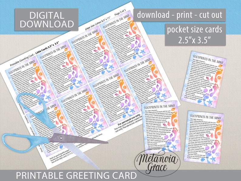 Footprints Printable Card Footsteps Card Footprints Poem - Etsy UK