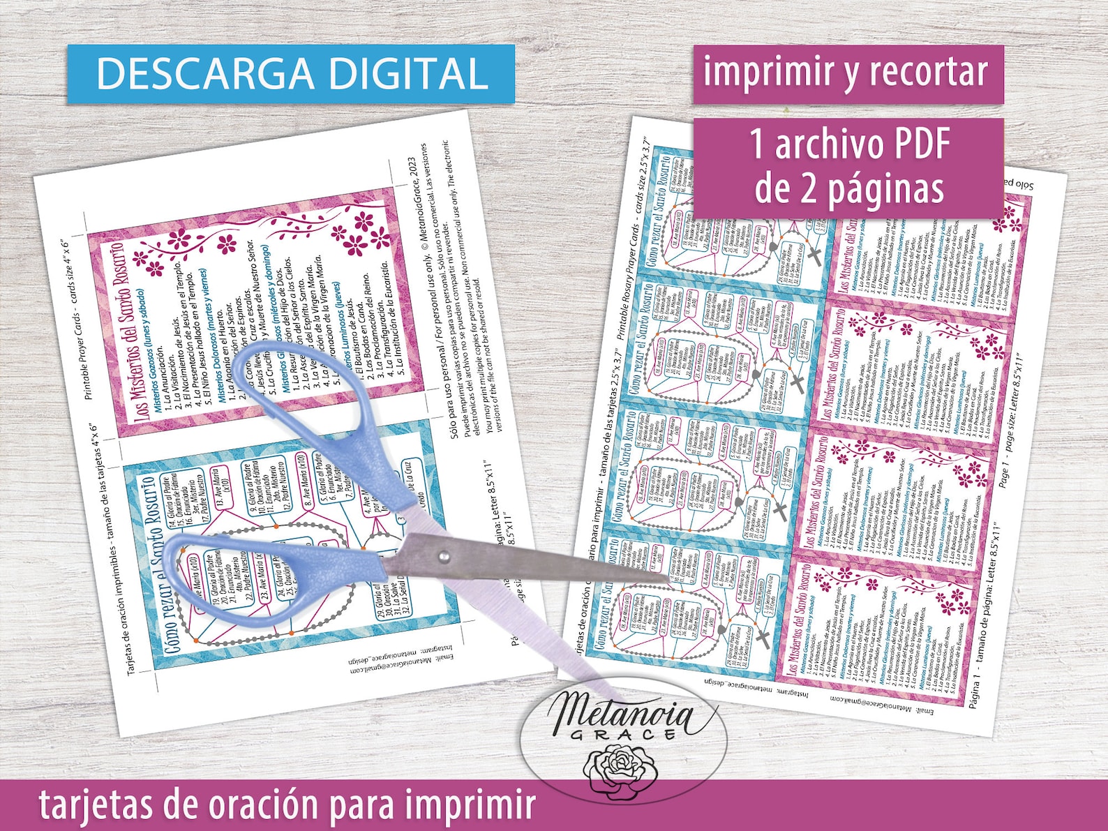 Spanish Rosary Prayer Cards, Printable Holy Rosary Guide, How to Pray ...