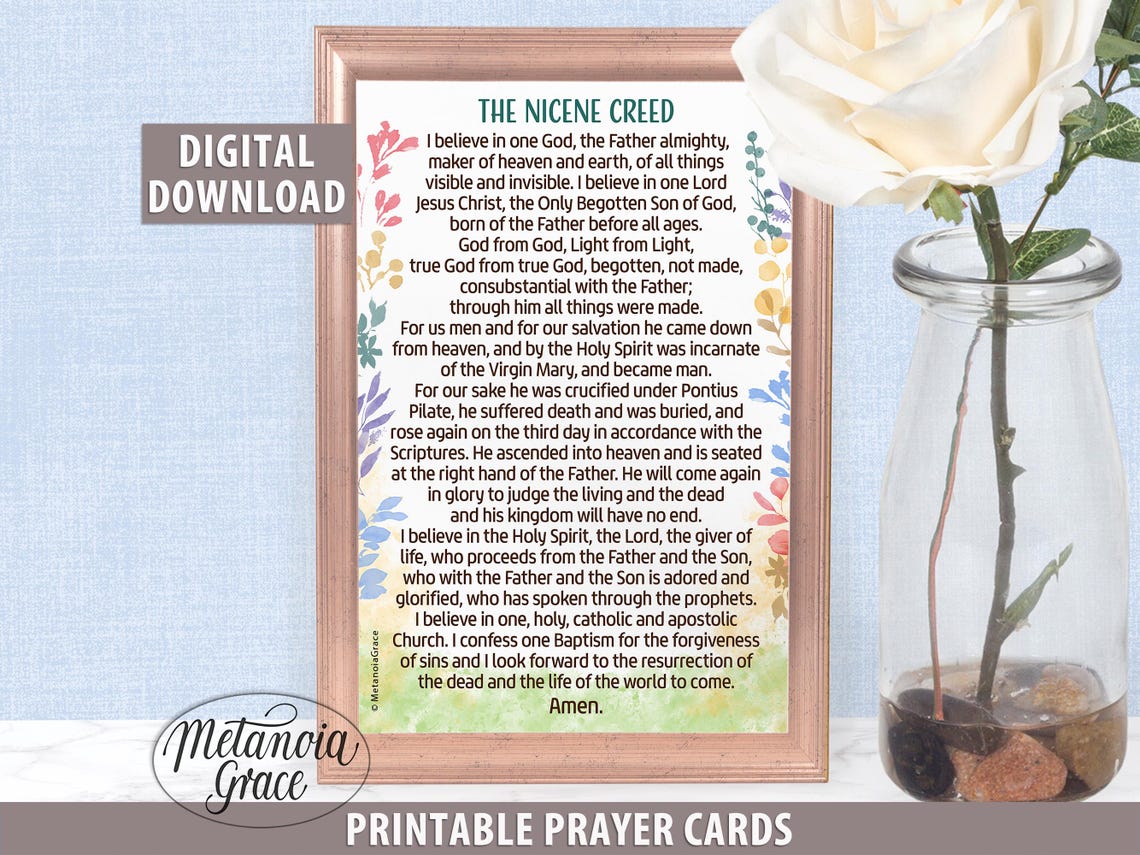 Nicene Creed, Apostles Creed, Printable Creed Prayer Cards, I Believe ...