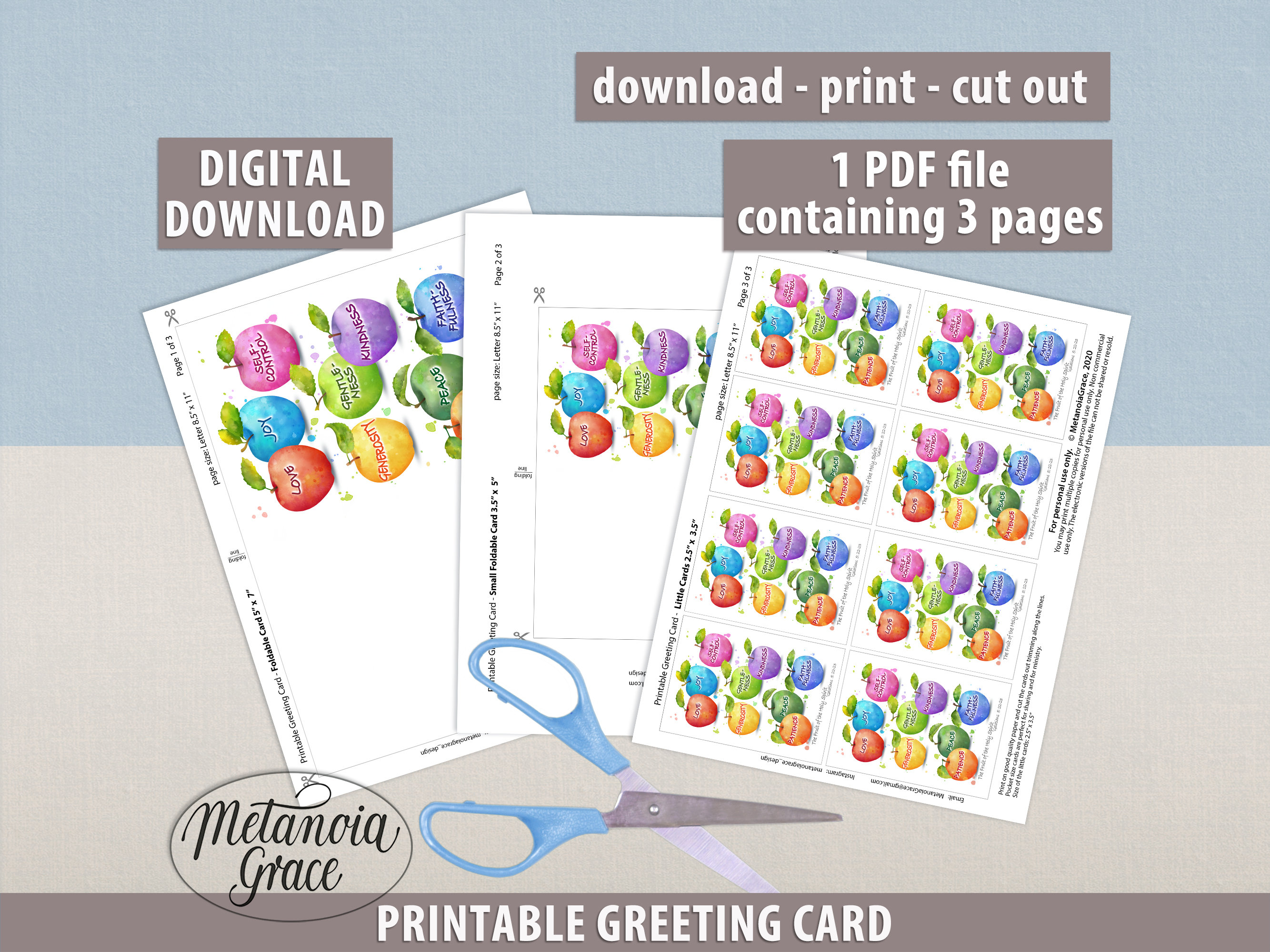 Fruits of the Spirit Note Card Printable Holy Spirit Card - Etsy