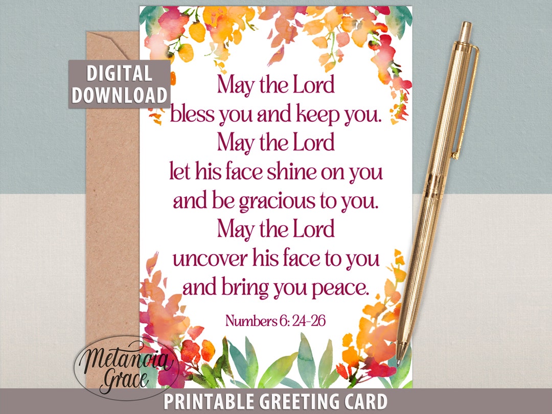 May the Lord Bless You and Keep You, Printable Blessing Note Card ...
