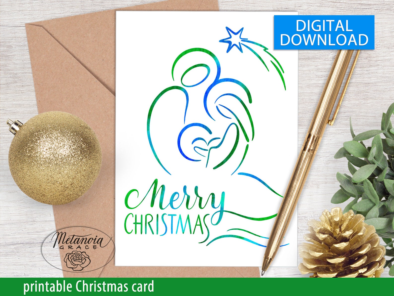 Printable Christian Christmas Cards Set of 3 Religious - Etsy